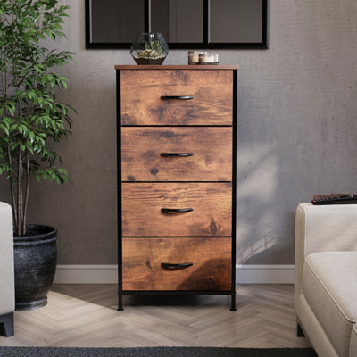 Vida Designs Chorley 4 Drawer Fabric UKFR Chest of Drawers, Rustic Brown