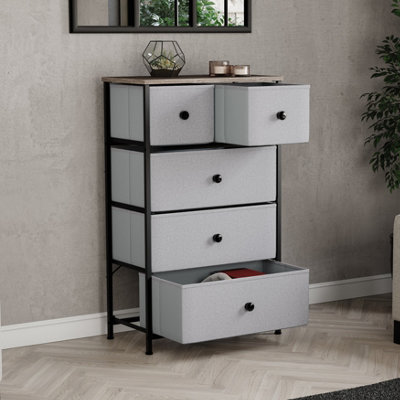 VIDA DESIGNS CHORLEY 5 DRAWER FABRIC UKFR CHEST OF DRAWERS, BEIGE ...