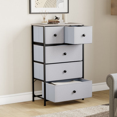 Vida Designs Chorley 5 Drawer Fabric UKFR Chest of Drawers, Beige ...