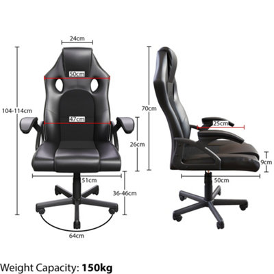 Vida Designs Coma Racing Gaming UKFR Chair, Black