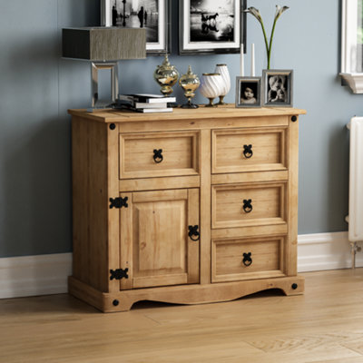 Vida Designs Corona 1 Door 4 Drawer Small Sideboard Storage Cabinet ...
