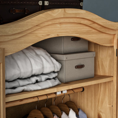 VIDA DESIGNS CORONA 2 DOOR WARDROBE MEXICAN SOLID WAXED PINE (H)1780MM ...