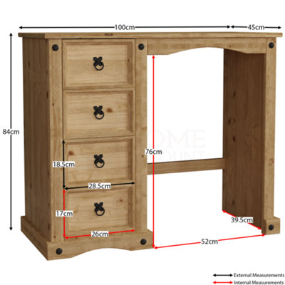 Vida Designs Corona Solid Pine 4 Drawer Dressing Table