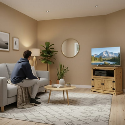 Vida Designs Corona Solid Pine Corner TV Unit Stand