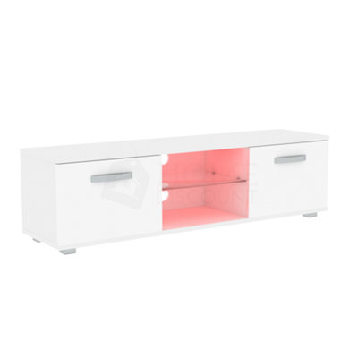 Vida Designs Cosmo White 2 Door LED TV Unit 140cm Sideboard Cabinet