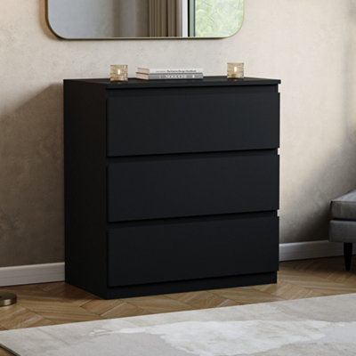 Vida Designs Denver Black 3 Drawer Chest (H)775mm (W)700mm (D)400mm