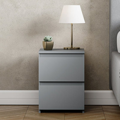 Vida Designs Denver Grey 2 Drawer Bedside Chest (H)400mm (W)295mm (D)295mm