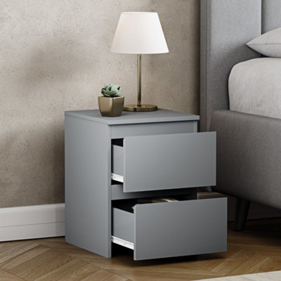 Vida Designs Denver Grey 2 Drawer Bedside Chest (H)400mm (W)295mm (D)295mm