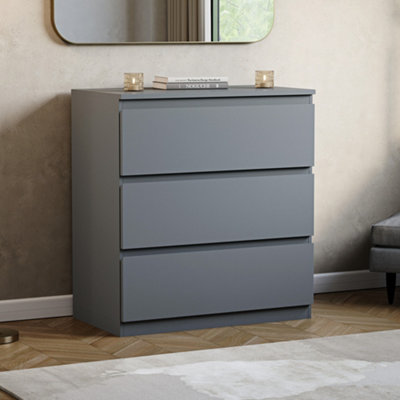 Vida Designs Denver Grey 3 Drawer Chest (H)775mm (W)700mm (D)400mm