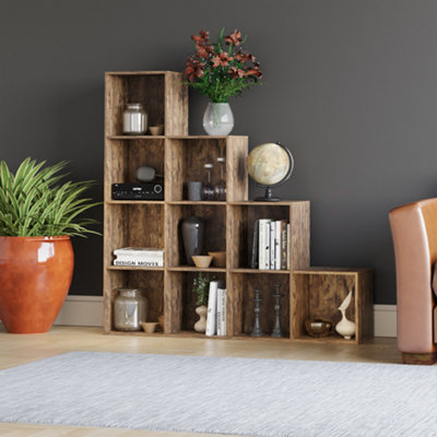 Vida Designs Durham 10 Cube Staircase Storage Unit, Dark Wood