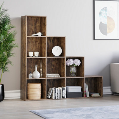 Vida Designs Durham 10 Cube Staircase Storage Unit, Dark Wood