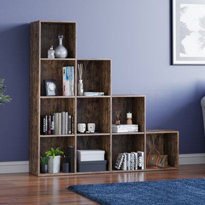 Vida Designs Durham 10 Cube Staircase Storage Unit, Dark Wood