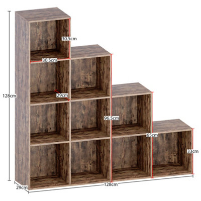 Vida Designs Durham 10 Cube Staircase Storage Unit, Dark Wood