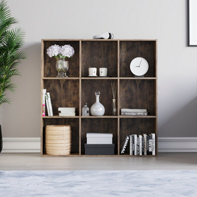 Vida Designs Durham 3x3 Cube Storage Unit, Dark Wood