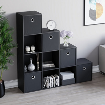 Vida Designs Durham Black 10 Cube Staircase Storage Unit & Set of 5 ...