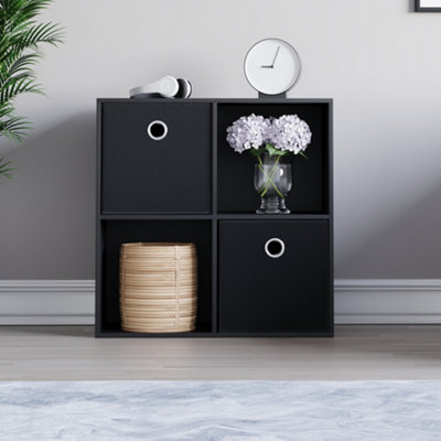 Vida Designs Durham Black 2x2 Cube Storage Unit & Set of 2 Black ...