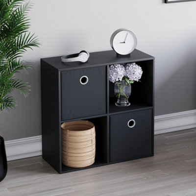Vida Designs Durham Black 2x2 Cube Storage Unit & Set of 2 Black ...