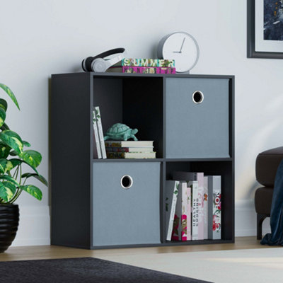 Vida Designs Durham Black 2x2 Cube Storage Unit & Set of 2 Grey Cube ...