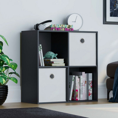 Vida Designs Durham Black 2x2 Cube Storage Unit & Set of 2 White Cube ...