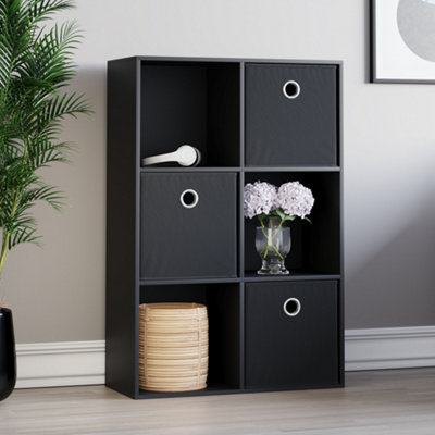Vida Designs Durham Black 2x3 Cube Storage Unit & Set of 3 Black ...