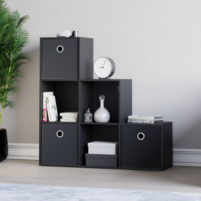 Vida Designs Durham Black 6 Cube Staircase Storage Unit & Set of 3 ...