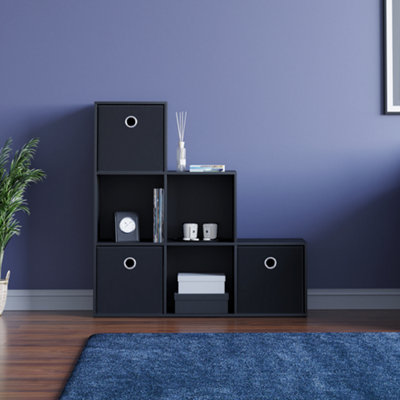 Vida Designs Durham Black 6 Cube Staircase Storage Unit & Set of 3 ...
