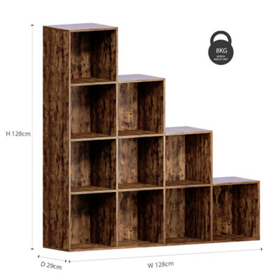 Vida Designs Durham Dark Wood 10 Cube Staircase Storage Unit & Set of 5 ...