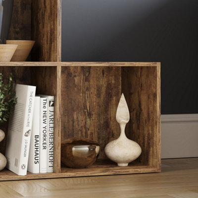 Vida Designs Durham Dark Wood 10 Cube Staircase Storage Unit & Set of 5 ...