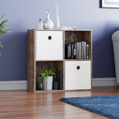 Vida Designs Durham Dark Wood 2x2 Cube Storage Unit & Set of 2 White ...