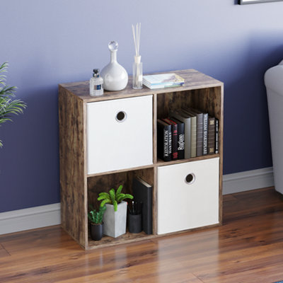 Vida Designs Durham Dark Wood 2x2 Cube Storage Unit & Set of 2 White ...