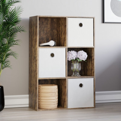 Vida Designs Durham Dark Wood 2x3 Cube Storage Unit & Set of 3 White ...