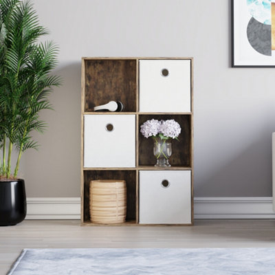 Vida Designs Durham Dark Wood 2x3 Cube Storage Unit & Set of 3 White ...