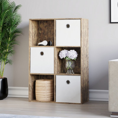 Vida Designs Durham Dark Wood 2x3 Cube Storage Unit & Set of 3 White ...