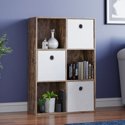 Vida Designs Durham Dark Wood 2x3 Cube Storage Unit & Set of 3 White ...