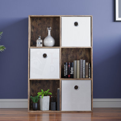 Vida Designs Durham Dark Wood 2x3 Cube Storage Unit & Set of 3 White ...