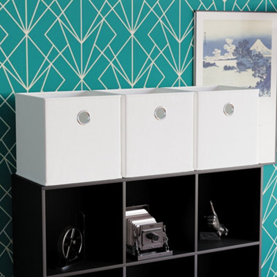 Vida Designs Durham Dark Wood 2x3 Cube Storage Unit & Set of 3 White ...