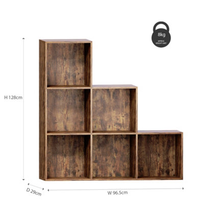 Vida Designs Durham Dark Wood 6 Cube Staircase Storage Unit & Set of 3 ...