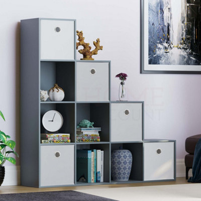 Vida Designs Durham Grey 10 Cube Staircase Storage Unit & Set of 5 ...