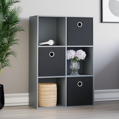 Vida Designs Durham Grey 2x3 Cube Storage Unit & Set of 3 Black ...