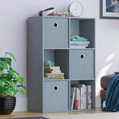 Vida Designs Durham Grey 2x3 Cube Storage Unit & Set of 3 Grey Cube ...