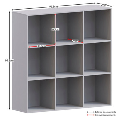 Vida Designs Durham Grey 3x3 Cube Storage & Set of 5 Black Foldable ...