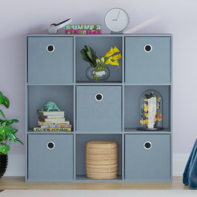 Vida Designs Durham Grey 3x3 Cube Storage Unit & Set of 5 Grey Cube ...