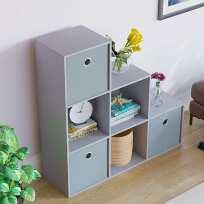 VIDA DESIGNS DURHAM GREY 6 CUBE STAIRCASE STORAGE UNIT & SET OF 3 GREY ...