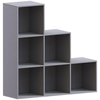 VIDA DESIGNS DURHAM GREY 6 CUBE STAIRCASE STORAGE UNIT & SET OF 3 GREY ...