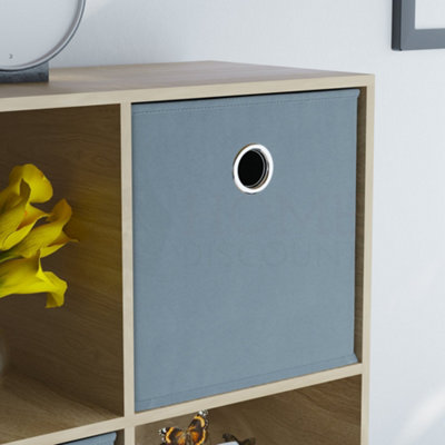 Vida Designs Durham Oak 3x3 Cube Storage Unit & Set of 5 Grey Cube ...