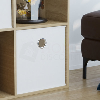 Vida Designs Durham Oak 3x3 Cube Storage Unit & Set of 5 White Cube ...
