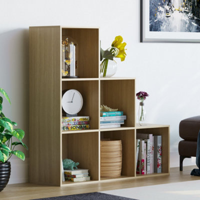 Vida Designs Durham Oak 6 Cube Staircase Storage Freestanding Bookcase ...