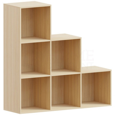 Vida Designs Durham Oak 6 Cube Staircase Storage Freestanding Bookcase ...