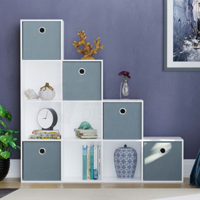 Vida Designs Durham White 10 Cube Staircase Storage Unit & Set of 5 ...