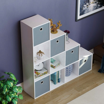 Vida Designs Durham White 10 Cube Staircase Storage Unit & Set of 5 ...